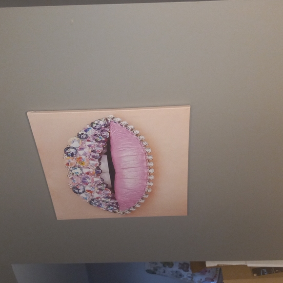 Hand Crafted | Art | Bling Gem Stone Lips Rhinestone Barbie Pastel Pink ...